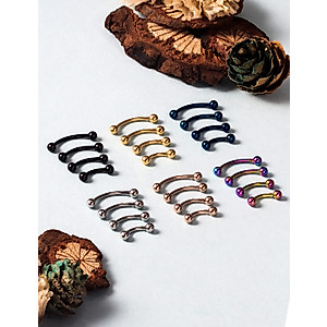 Vsnnsns 16G Daith Rook Earring Piercing Surgical Stainless Steel Curved Barbell Eyebrow Rings Cartilage Tragus Forward Helix Piercing Jewelry for Women Men 16 Gauge Mix Color