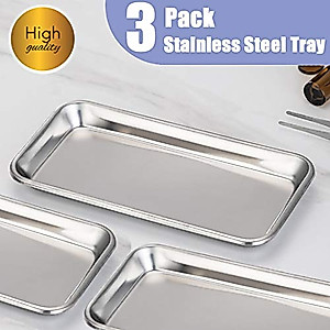 3 Pack Professional Medical Surgical Stainless Steel Dental Procedure Tray Thickening Lab Instrument Tools Trays -Flat Type (8.6" * 4.3" * 0.8", 3)
