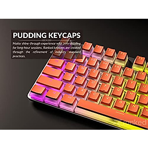 Ranked Pudding PBT Keycaps | 112 Double Shot Translucent ANSI US & ISO Layout | OEM Profile for RGB Mechanical Gaming Keyboard (Coral)