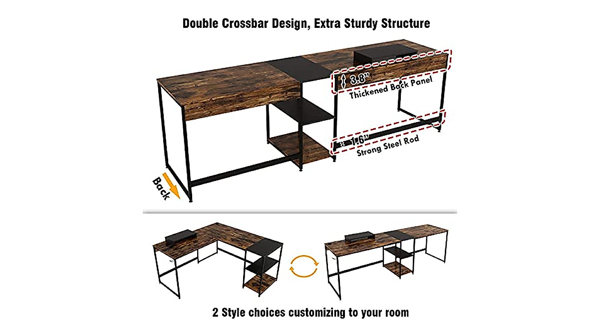 L-Shaped Home Office Desk - Modern & Versatile Design