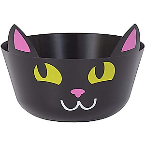 2 Piece Halloween Black Pink and White Adorable Cat Candy Treat Party Bowl