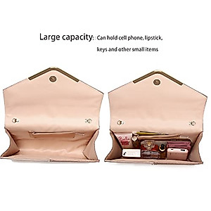 MUDUO Sequined PU Clutch Purse for Women Evening Bag Party Clutches Wedding Purses Cocktail Prom Handbags (Champagne Pink)
