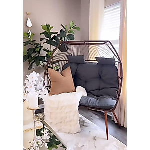 YITAHOME Double Egg Chair with Legs 2 Person Wicker Egg Chair Indoor Outdoor Patio Egg Chair with Cushions 510lbs for Patio, Bedroom, Garden and Balcony, Gray