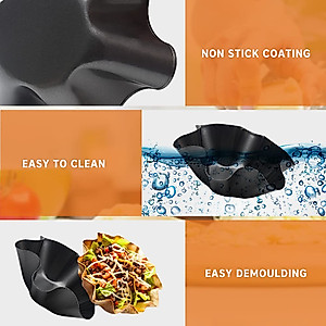 EKDJKK Taco Salad Bowl Maker Molds, 4 Packs Non Stick Carbon Steel Baking Bowls Tortilla Bowl Maker Shell Pans Taco Shell Maker, 16.5x7.5x6cm