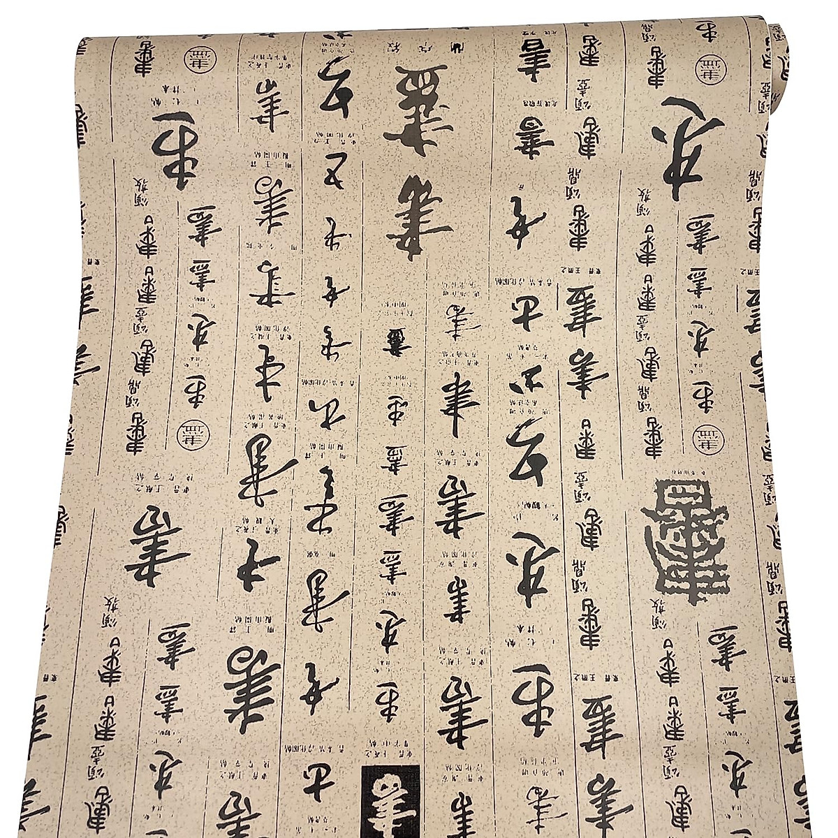 Yifely Chinese Style Calligraphy Drawer Paper Self-Adhesive PVC Shelf Liner Bookshelf Sticker 17.7 Inch by 9.8 Feet