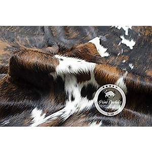 Cowhide Rug Tricolor Genuine Hair on Hide Size: X-Large (6ft x 7,5ft) (180cm x 225cm)