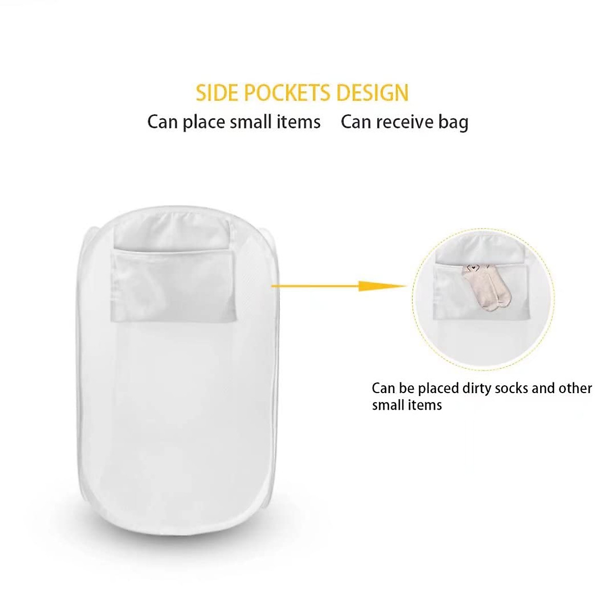 GOSTONG Cute Sloth Laundry Storage Foldable Popup Cloth Hamper with Side Pocket for Bathroom Dormitory Travel