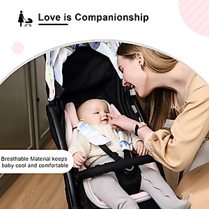 Innokids Baby Stroller Seat Liners 2-in-1 Reversible Cushion Insert with Adjustable Pillow Fit Travel in Summer or Winter (Pink)