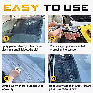 50ml Glass Oil Film Removing Paste, Car Windshield Oil Film Cleaner, Glass Stripper Water Spot Remover, Glass Clear Windshield Cleaner Paste Car Paint Oil Film Remover Paste, with Sponge (2Pcs)