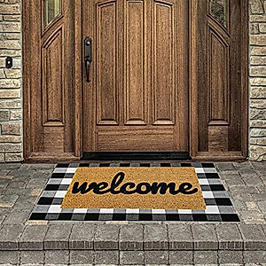 COZRAKON Buffalo Check Rug, Reversible Indoor Woven Plaid Outdoor Door Mat for Front Porch, Layered Doormats Porch, Farmhouse Area Rugs, 3' x 5', Black/White