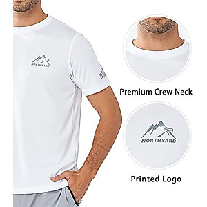 NORTHYARD Men's UPF 50+ UV Sun Protection Shirts SPF Quick Dry Short Sleeve T-Shirts for Active Hiking Fishing Swim White M