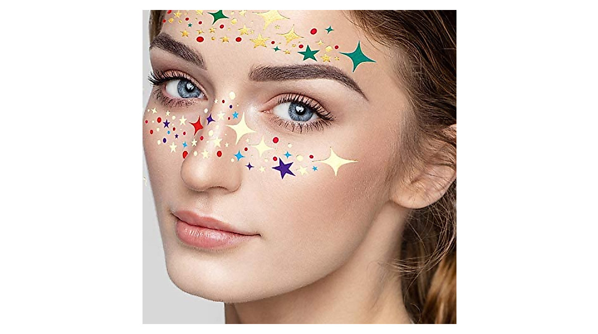 20 Sheets Metallic Temporary Face Tattoos for Parties