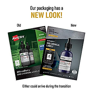 Avery UltraDuty GHS Chemical Labels for Laser Printers, Waterproof, UV Resistant, 2" x 2", 600 Pack (60506), White