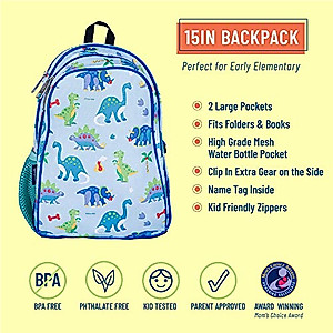 Wildkin 15 Inch Kids Backpack Bundle with Lunch Bag (Dinosaur Land)