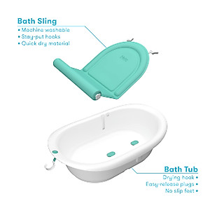 Frida Baby 4-in-1 Grow-with-Me Bath Tub & Control The Flow Rinser Cup Bath Time Kit