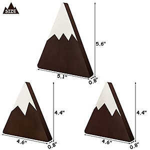 Huray Rayho Mountain Wooden Signs Wood Mountain Wall Art Farmhouse Decorations Shelf Sitter Office Desk Decors Snowy Mountains Cutouts Table Stands Kitchen Tiered Tray Ornaments, Set of 3