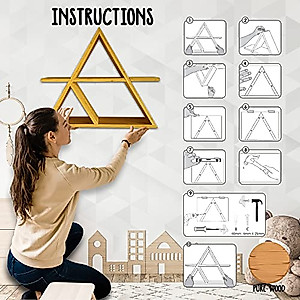 Nu Spin Triangle Floating Shelf for Crystals - One of a Kind Handcrafted Bamboo Shelf – Eco-Friendly Floor, Tabletop or Wall Shelf for Meditation, Easy to Mount - Extremely Sturdy