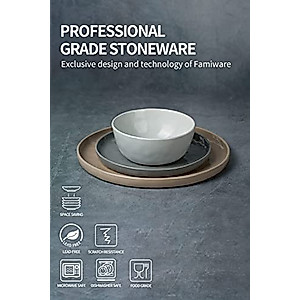 Famiware Mars Plates and Bowls Set, 12 Pieces Dinnerware Sets, Dishes Set for 4, Multi-color