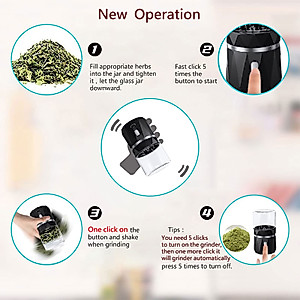 Electric Spice and Herb Grinder, Dry Herb Mini Electric Grinder Compact Herb Grinder with 1.7oz/50ml Herb Jar and Mini Spoon