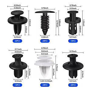 100 PCS Retainer Clips Push Type Fasteners, Expansion Screws Replacement Kit, Bumper Push Rivet Clips with Remover Tool, Car Universal Snap Clips (Black & White)