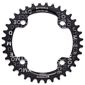 Dymoece Narrow Wide Bike Single Chainring 104BCD 32T/34T/36T/38T for 9 10 11 Speed（Round,Black/Red,Perfect for Most of Shimano and Sram Cranksets (Black, 32T)