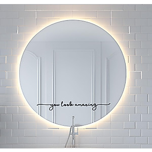 You Look Amazing Mirror Decal - 18 x 2.5 Inch Mirror Vinyl,Bathroom Decor,Slogan Wall Sticker,Beauty Salon Decor,Hair Salon Sticker,Inspirational Quotes Mirror Decal (Without Mirror)
