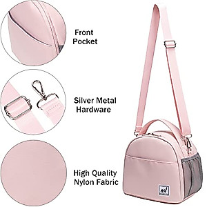 Lunch Bag Insulated Cooler Bag for Women Nylon Waterproof Lightweight Lunch Box Organiser (Pink)