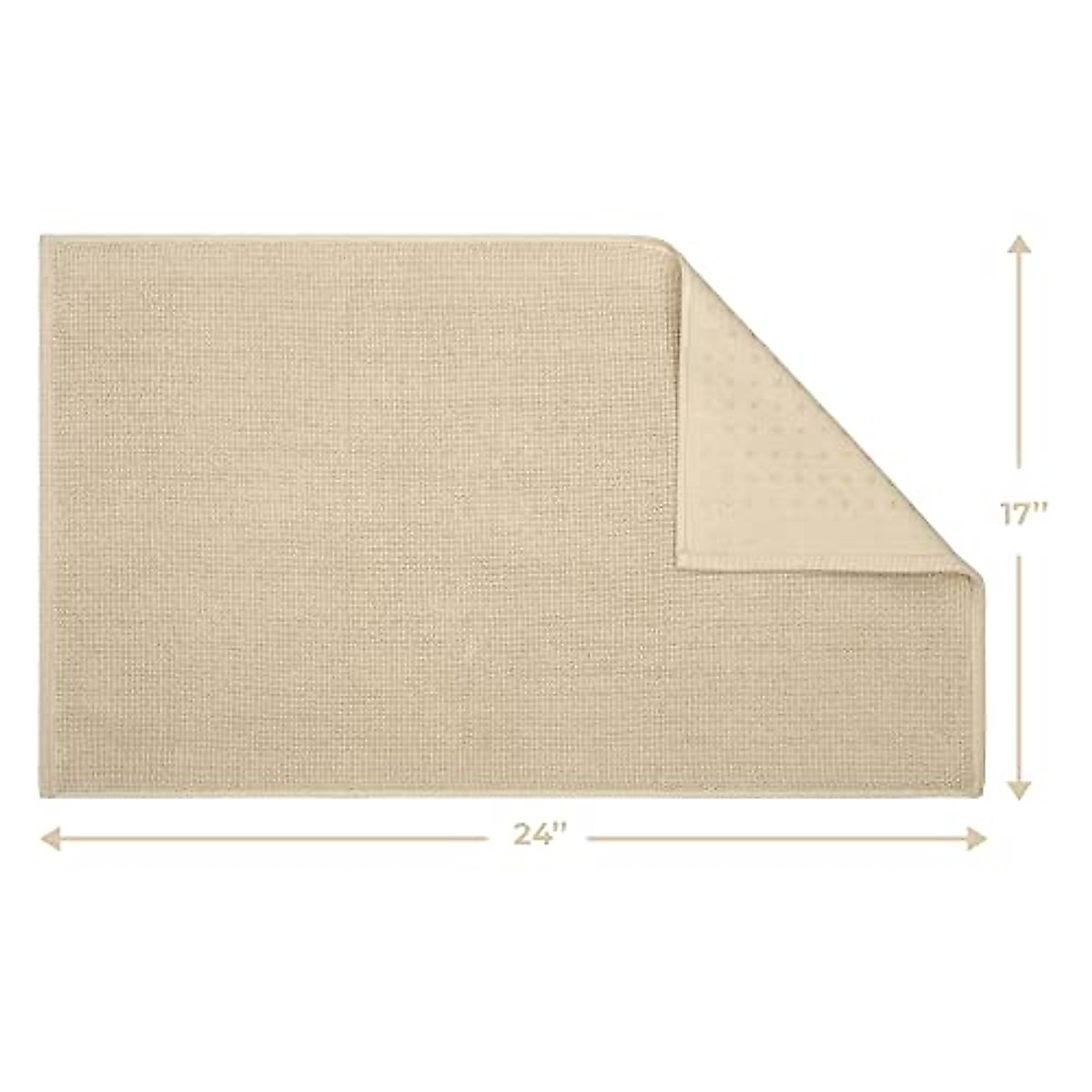 Cotton Paradise Bath Rug for Bathroom, 17x24 inch 100% Cotton Non Slip Bath Mat Rug, Soft Absorbent Machine Washable, Beige Bath Rug