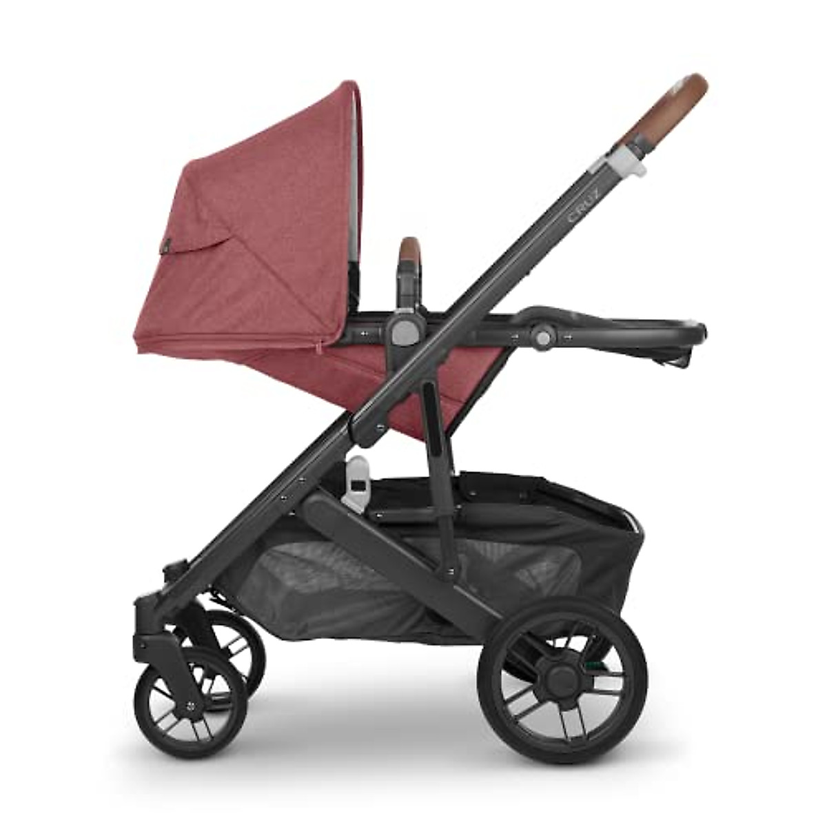 Cruz V2 Stroller - Lucy (Rosewood mélange/Carbon/Saddle Leather) + Bassinet - Lucy (Rosewood mélange/Carbon)