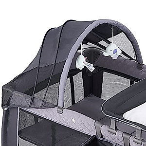 Pamo Babe Portable Baby Nursery Center Baby Playard, Foldable Baby Crib with Changing Table & Wheels(Grey)