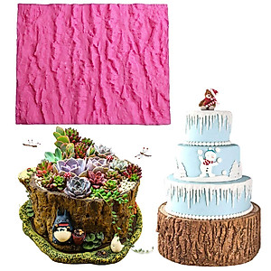 WYD Tree Bark Texture Mats Fondant Mermaid Silicone Mold,Handmade Soap Mold,Cake Mold Decorating,Fondant Baking Mold