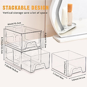 Stebopum Clear Acrylic Makeup Storage Organizer, 3 Pack Stackable Perfume Organizer with Detachable Stands, Dustproof Cosmetic Display Cases with Magnetic Door for Vanity, Bathroom Countertop