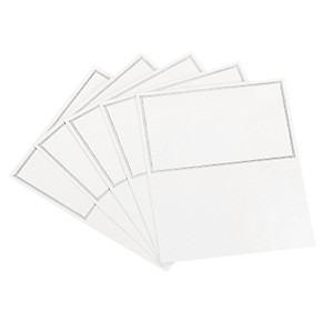 YOKIVE Place Cards for Table Setting, 50Pcs Name Cards Wedding Place Cards Tent Table Place Cards Blank Card for Wedding Reception Party, White Silver Frame