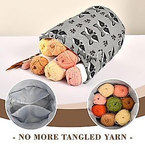 MCHIVER Racoon Paws Yarn Storage Bag Portable Crochet Bag Organizer with Handle Knitting Yarn Bags for Knitting Crochet Supplies 8.3 * 11 in