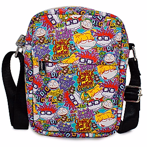 Buckle Down Nickelodeon Bag, Cross Body, Rugrats, Character Faces and Quotes Collage, Vegan Leather