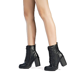 DREAM PAIRS Women’s Chunky Heel Ankle Booties,Size 7,BLACK,SILVERADO