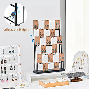 Lolalet Jewelry Display Stands for Selling, 30 Hooks Earring Holder Rack with Wood Base, 6 Tiers Necklace Display Stand, Jewellery Displays for Vendors Craft Shows Keychains -Black