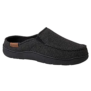 Dearfoams Men's Indoor/Outdoor Breathable Memory Foam Clog Slippers in Black 9-10 Medium