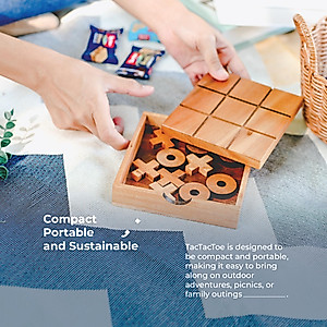 BSIRI Wooden Tic Tac Toe Game - Brain Teaser Puzzles for Adults and Unique Gifts for Kids, Coffee Table Decor Living Room Decor Modern Wood Decor, Classic Board Games for Family (5.5 Inch)