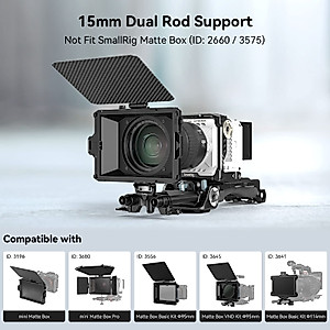 SMALLRIG 15mm LWS Rod Support, Ajustable and Anti-Twist Design, Compatible for SMALLRIG 3196/3680/ 3556/3641/ 3645 Matte Box to Rail Support System, 15mm Dual Rod Clamp - 3652