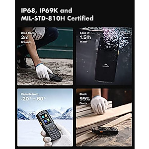 AGM M7 4G Rugged Phone, Large Button Cell Phones for Seniors, Waterproof/Drop-Proof, 2500mAh Battery, Powerful Speaker, 2.4'' Touchscreen, Dual SIM Cards, Facebook/Whatsapp/TikTok, 1GB+8GB