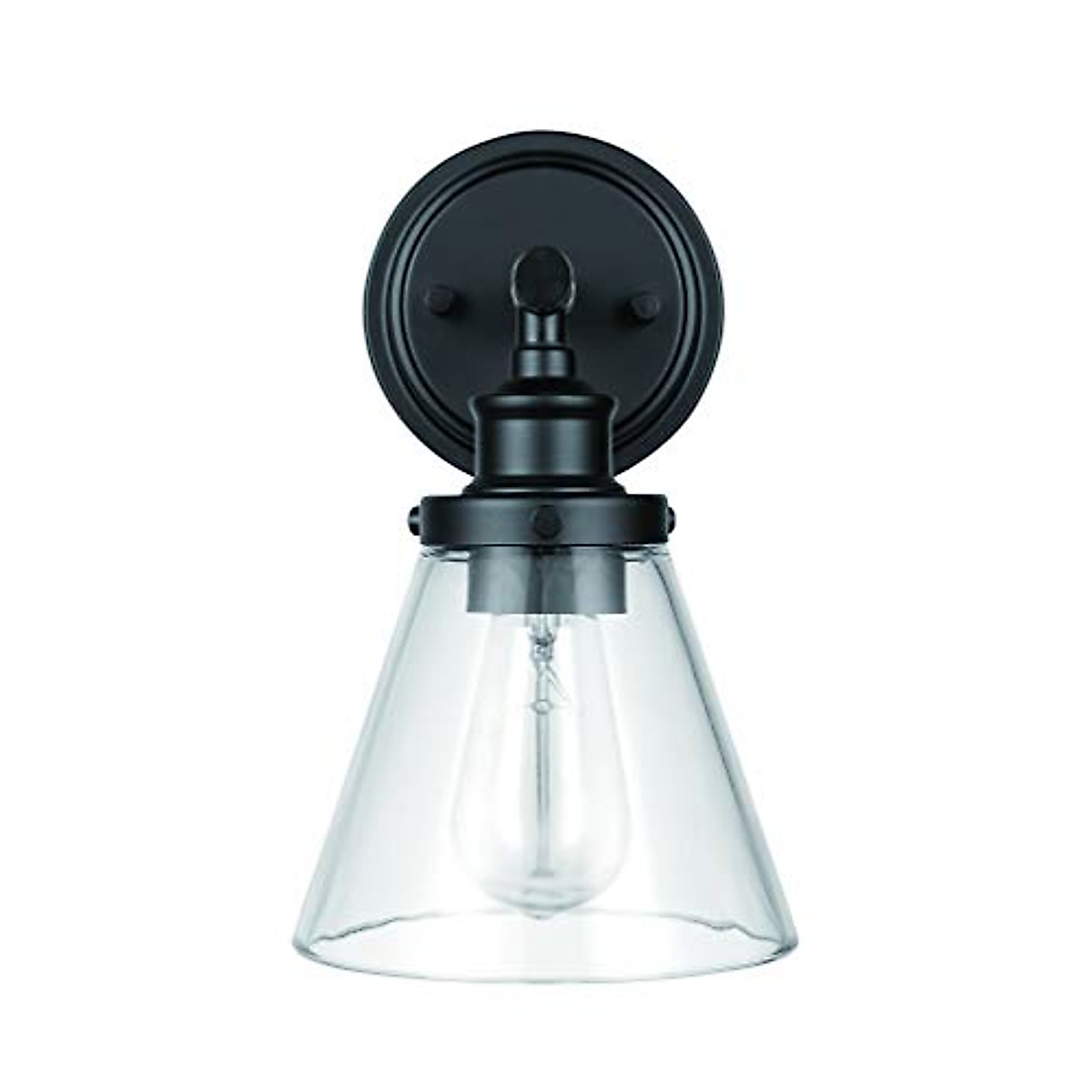 Globe Electric 44633 Parker 1-Light Outdoor Indoor Wall Sconce, Matte Black, Clear Glass Shade