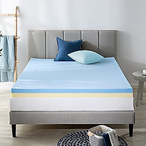 ZINUS 4 Inch Green Tea Cooling Gel Memory Foam Mattress Topper / Cooling Gel Foam / Pressure-Relieving Design / CertiPUR-US Certified, Twin, Blue