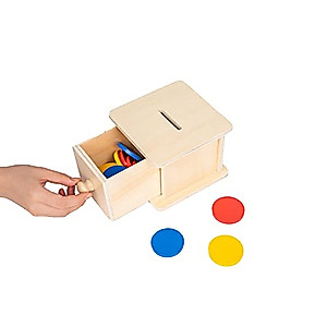 Adena Montessori Infant Toddlers Coin Box Montessori Toys for 6-12 Months Baby (Typical - Drawer Comes Out)