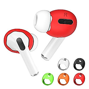 TOLUOHU 2021 New Upgraded 5 Pairs Airpods Pro Ear Tips Cover, Soft Silicone Ear Tips Accessories[Fit in The Charging Case] for Apple AirPods Pro 2019, Anti Slip/Dust/Dirt(Black/Red/White/Orange/Green)