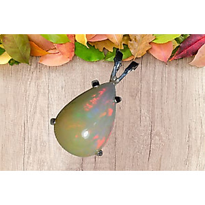 Handmade 925 Sterling Silver Pear Ethiopian Fire Opal Wedding Pendant gift jewelry