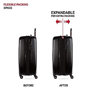 SwissGear 7272 Energie Expandable Hard-Sided Luggage With Spinner Wheels & TSA Lock, Black, 27”
