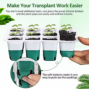 Rarello 3 Packs Seed Starter Tray with Grow Light,Reusable Pop-Out Seed Starter Kit,36 Cells Seedling Starter Trays with Humidity Domes,Indoor Gardening Plant Germination Trays for Seeds Starting