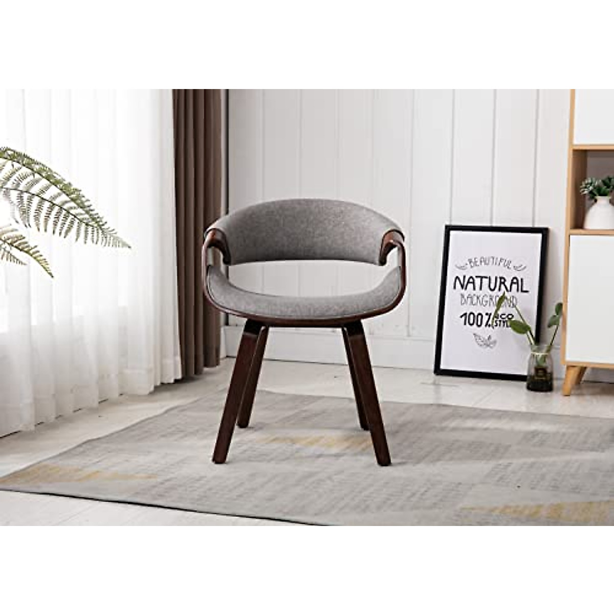 Vanity Art Mid-Century Style Butterfly Dining Chair and Walnut Wood Finish (Gray) UC-7G