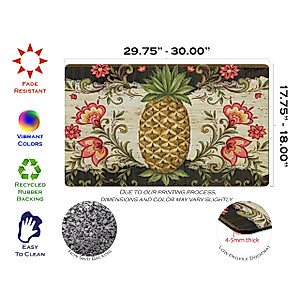 Toland Home Garden 800044 Pineapple & Scrolls Fruit Door Mat 18x30 Inch Flower Outdoor Doormat for Entryway Indoor Entrance